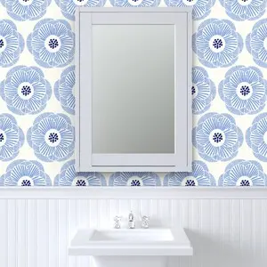 Spoonflower Bright Camellia Custom Pre-pasted Wallpaper