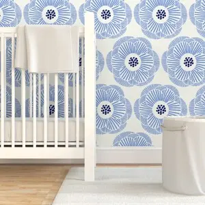 Spoonflower Bright Camellia Custom Pre-pasted Wallpaper