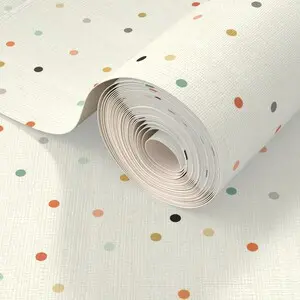 Spoonflower Confetti Dot Medium Dots 100% Natural Sisal Grasscloth Wallcovering - White