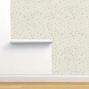 Spoonflower Confetti Dot Medium Dots 100% Natural Sisal Grasscloth Wallcovering