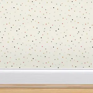 Spoonflower Confetti Dot Medium Dots 100% Natural Sisal Grasscloth Wallcovering