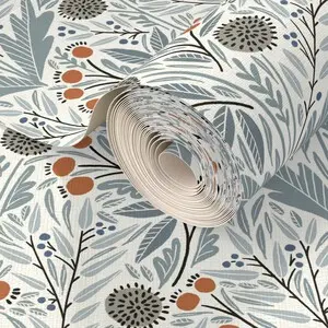 Spoonflower Astrid Blue And Red Small 100% Natural Sisal Grasscloth Wallcovering - Yellow,red