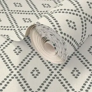 Spoonflower Beni Small Greige 100% Natural Sisal Grasscloth Wallcovering - White