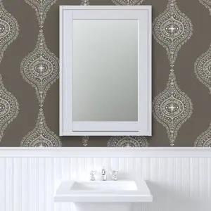Spoonflower Warm Moroccan White Dark Taupe Bohemian Custom Removable Wallpaper