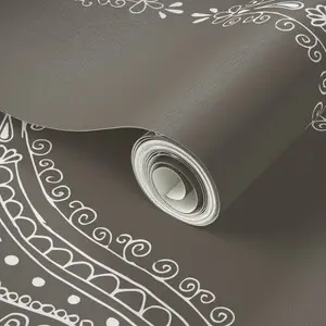 Spoonflower Warm Moroccan White Dark Taupe Bohemian Custom Removable Wallpaper