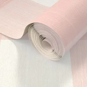 Spoonflower Ballet Slipper Buffalo Plaid 100% Natural Sisal Grasscloth Wallcovering Pink,gray