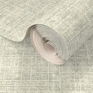 Spoonflower Linen Tweed Gray Ivory Texture 100% Natural Sisal Grasscloth Wallcovering