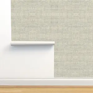 Spoonflower Linen Tweed Gray Ivory Texture 100% Natural Sisal Grasscloth Wallcovering