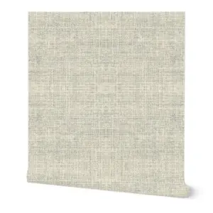 Spoonflower Linen Tweed Gray Ivory Texture 100% Natural Sisal Grasscloth Wallcovering