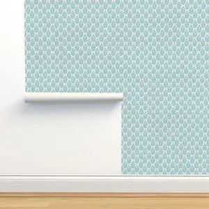 Spoonflower Lotti And White 100% Natural Sisal Grasscloth Wallcovering