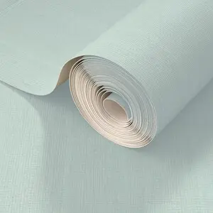 Spoonflower Light Solid Moody 100% Natural Sisal Grasscloth Wallcovering - Blue