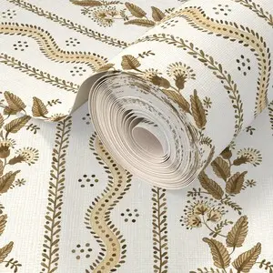 Spoonflower 3 On White Emma Stripe 100% Natural Sisal Grasscloth Wallcovering - Beige