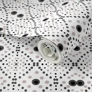 Spoonflower Black White Diamonds Grey Circles Geometric Custom Pre-pasted Wallpaper - White,gray,red