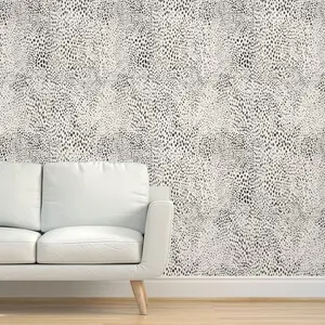 Spoonflower Black Animal Spots 100% Natural Sisal Grasscloth Wallcovering