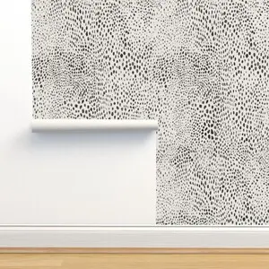 Spoonflower Black Animal Spots 100% Natural Sisal Grasscloth Wallcovering