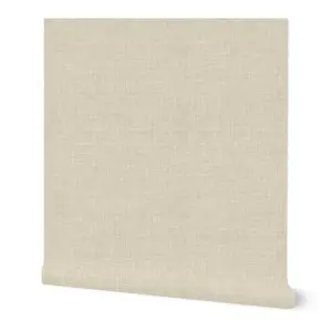 Spoonflower Flax Texture Look Natural Neutral Custom Pre-pasted Wallpaper - Gray