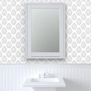 Spoonflower Gray Paisley Block Print Home Custom Pre-pasted Wallpaper