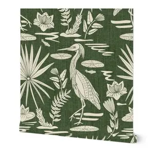Spoonflower Lowcountry Egret Moss Small 100% Natural Sisal Grasscloth Wallcovering