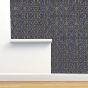 Spoonflower Abstract Mirrored Indigo Tie Dye 100% Natural Sisal Grasscloth Wallcovering