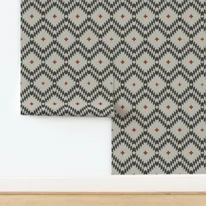 Spoonflower Black Grey Geometric Diamond Geo Texture Custom Pre-pasted Wallpaper