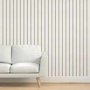 Spoonflower Black Pinstripe 100% Natural Sisal Grasscloth Wallcovering - Black,white