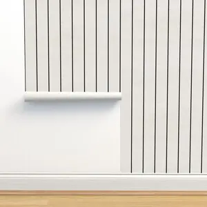 Spoonflower Black Pinstripe 100% Natural Sisal Grasscloth Wallcovering - Black,white