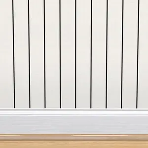 Spoonflower Black Pinstripe 100% Natural Sisal Grasscloth Wallcovering - Black,white