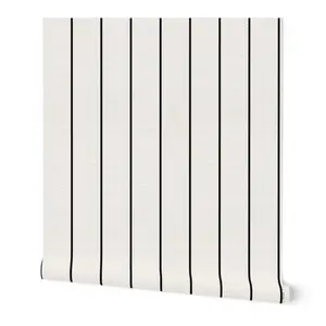 Spoonflower Black Pinstripe 100% Natural Sisal Grasscloth Wallcovering - Black,white