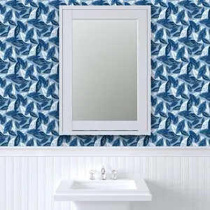 Spoonflower Leaves Nature Modern Brush Leaf Monochromatic Custom Pre-pasted Wallpaper