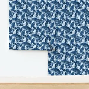 Spoonflower Leaves Nature Modern Brush Leaf Monochromatic Custom Pre-pasted Wallpaper