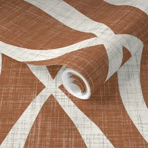 Spoonflower Orange Modern Abstract Bold Mod Twisted Custom Pre-pasted Wallpaper - Brown,gray