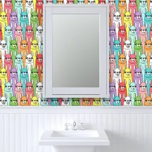Spoonflower Llamas Llama Zoo Farm Head Face Custom Pre-pasted Wallpaper