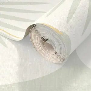 Spoonflower Art Deco Swans Lake On 100% Natural Sisal Grasscloth Wallcovering - White