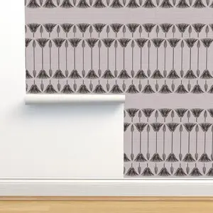 Spoonflower Lotus Deco Lilac 100% Natural Sisal Grasscloth Wallcovering