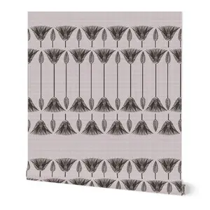 Spoonflower Lotus Deco Lilac 100% Natural Sisal Grasscloth Wallcovering