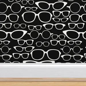 Spoonflower Black And White Glasses 100% Natural Sisal Grasscloth Wallcovering