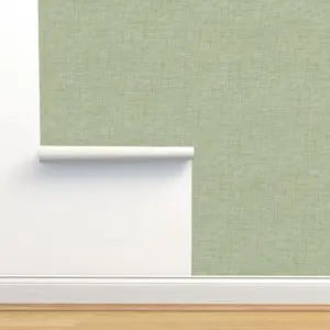 Spoonflower Avocado Green 100% Natural Sisal Grasscloth Wallcovering - Green,sage
