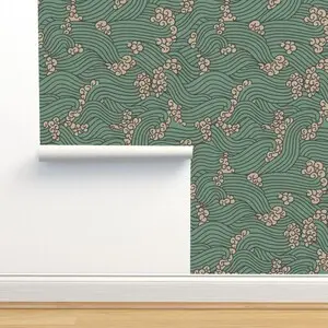 Spoonflower Bengal Kuma Wave 100% Natural Sisal Grasscloth Wallcovering