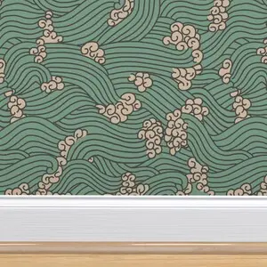 Spoonflower Bengal Kuma Wave 100% Natural Sisal Grasscloth Wallcovering