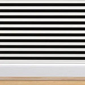 Spoonflower Black Stripe Stripes Monochrome And White Simple 100% Natural Sisal Grasscloth Wallcovering