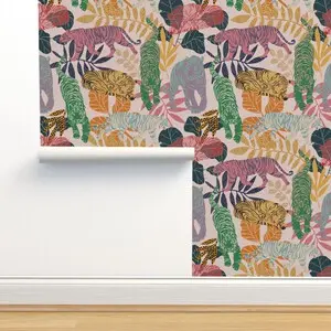 Spoonflower Lunar Tiger Light 100% Natural Sisal Grasscloth Wallcovering