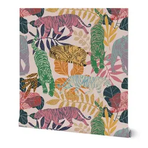 Spoonflower Lunar Tiger Light 100% Natural Sisal Grasscloth Wallcovering