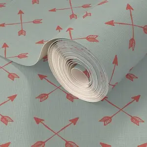Spoonflower Beetroot On Slate Blue 100% Natural Sisal Grasscloth Wallcovering - Blue,orange