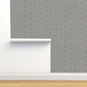 Spoonflower Beetroot On Slate Blue 100% Natural Sisal Grasscloth Wallcovering