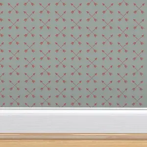 Spoonflower Beetroot On Slate Blue 100% Natural Sisal Grasscloth Wallcovering