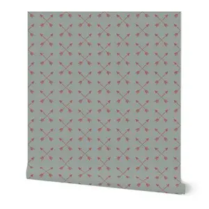 Spoonflower Beetroot On Slate Blue 100% Natural Sisal Grasscloth Wallcovering