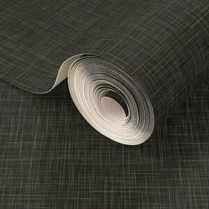 Spoonflower Black Shadow Warm Grey 100% Natural Sisal Grasscloth Wallcovering Black,gray