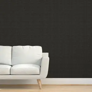 Spoonflower Black Shadow Warm Grey 100% Natural Sisal Grasscloth Wallcovering - Black,gray