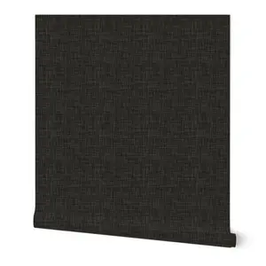 Spoonflower Black Shadow Warm Grey 100% Natural Sisal Grasscloth Wallcovering - Black,gray