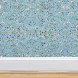 Spoonflower Marble Light Blue Cream Pine 100% Natural Sisal Grasscloth Wallcovering